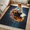 Bedroom Rug Carpet 3'x 5', Rugby Washable Floor Carpet with Tassels ...