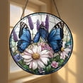 Butterfly and Floral Garden Scene – Stained Glass Suncatcher Window Art ...