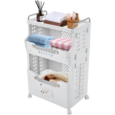 3-Tier Movable Laundry Hamper Basket Sorter with 360° Rolling Wheels ...