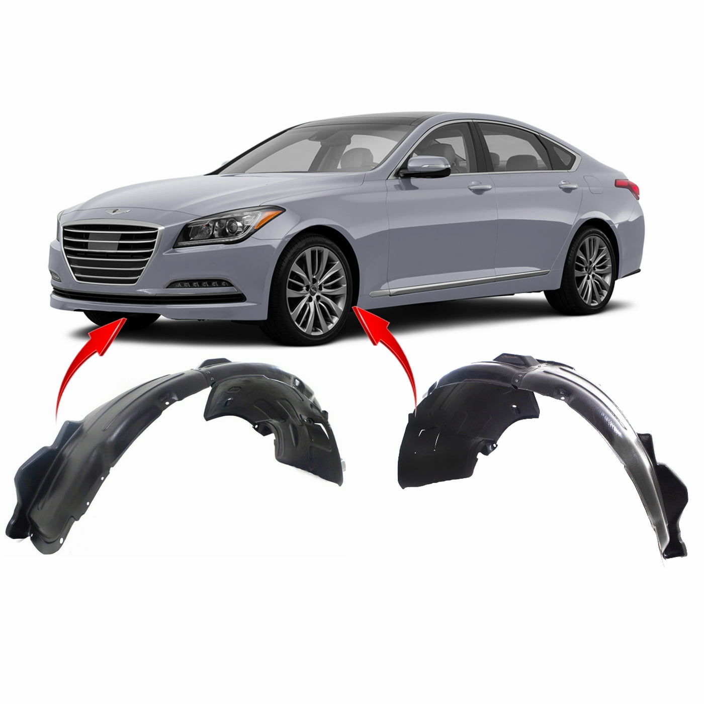 Set of 2 Fender Liners for Hyundai Genesis 2013-2016 HY1248144 ...