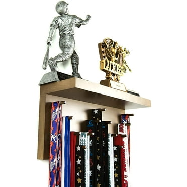 "24"" Walnut Premier Medal Awards Rack, Trophy Shelf and Awards Display ...