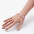 5 pc Natural Rose Quartz Stretch Bracelets with Brass Micro Pave Cubic ...
