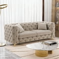 Ouyessir 3 Seater Velvet Sofa,Modern Upholstered Tufted Sofa with ...
