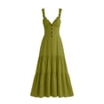 Dvprdro Solid Color Deep V Neck Sleeveless Maxi Dress for Women Smocked ...