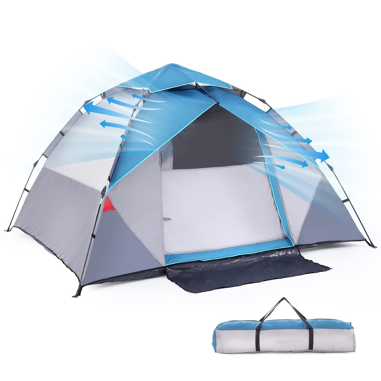 4 Person Camping Tent, Outdoor Waterproof Family Large Tents, Portable ...