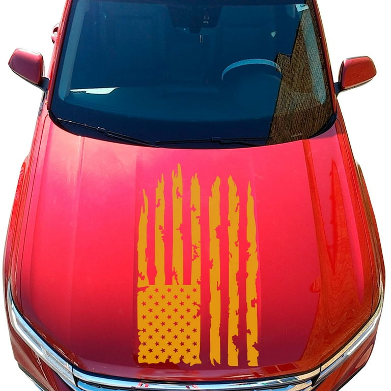 Distressed Flag Hood Decal American Flag Hood Accent Decal Graphic For