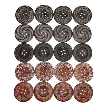 Teissuly Mixed Wooden Button 100PCS 15mm Mixed 2 Holes Round Decorative ...