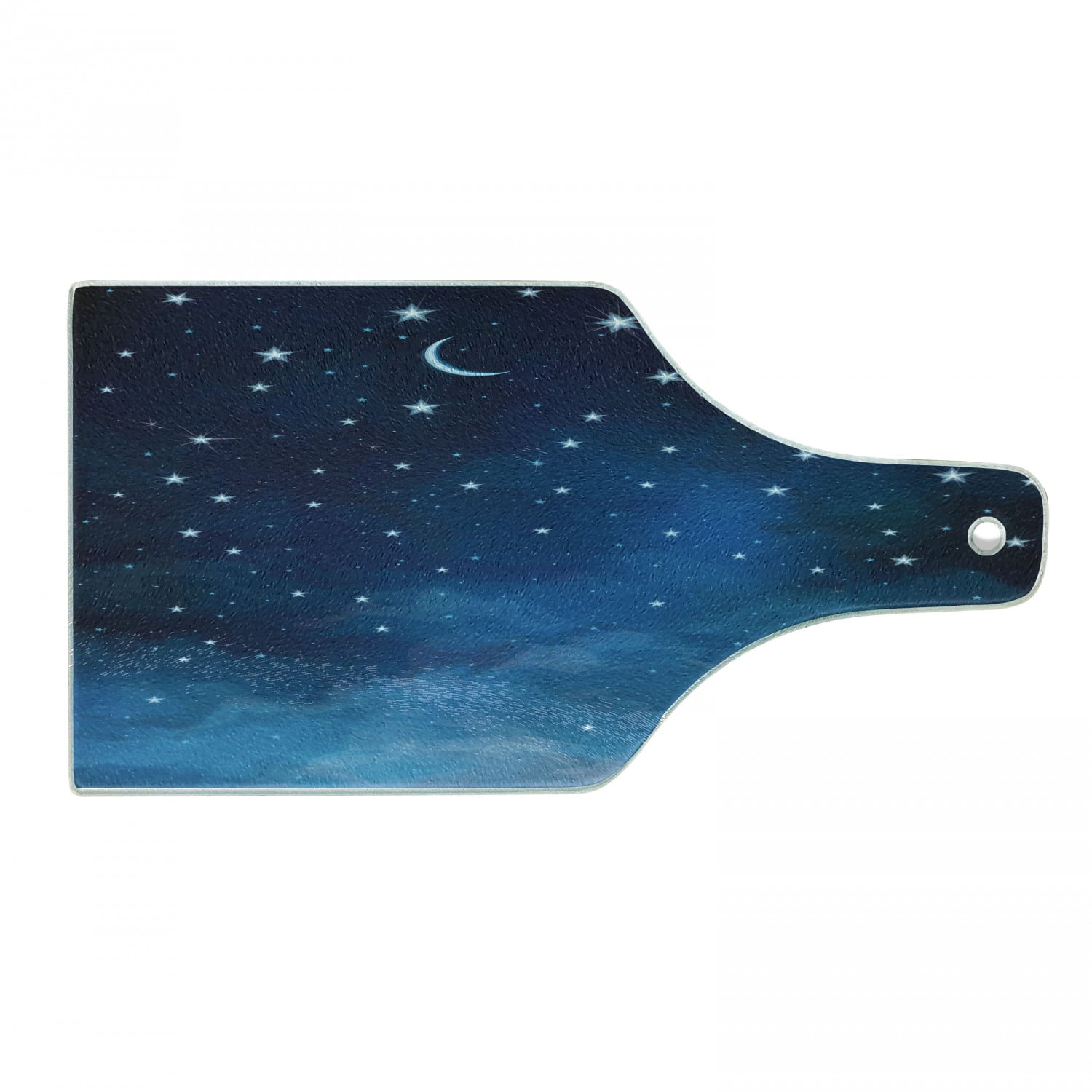 Sky Cutting Board, Abstract Night Time Illustration Stars and Crescent ...