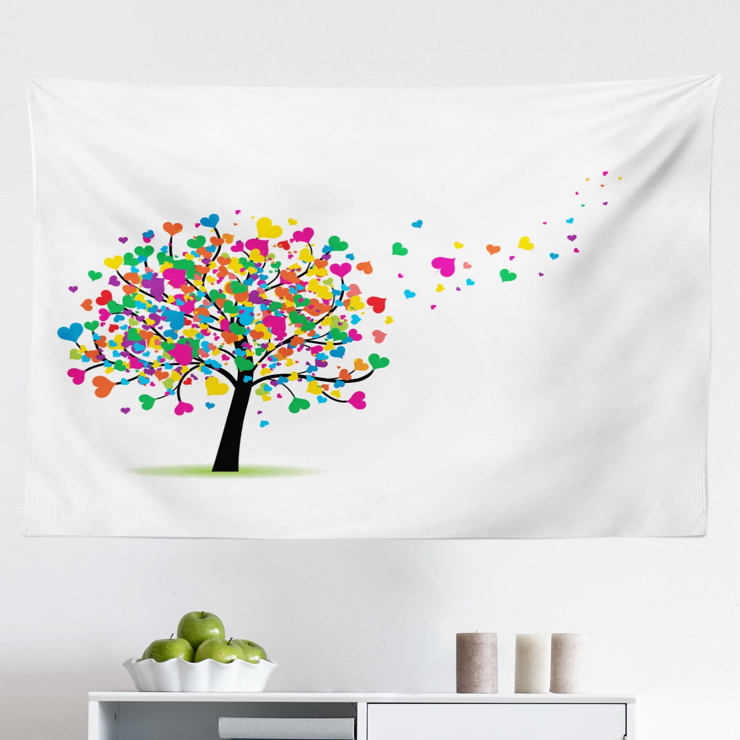 Love Tapestry, Pigs with Ribbon Accessories Botanical Trees Clear Sky ...