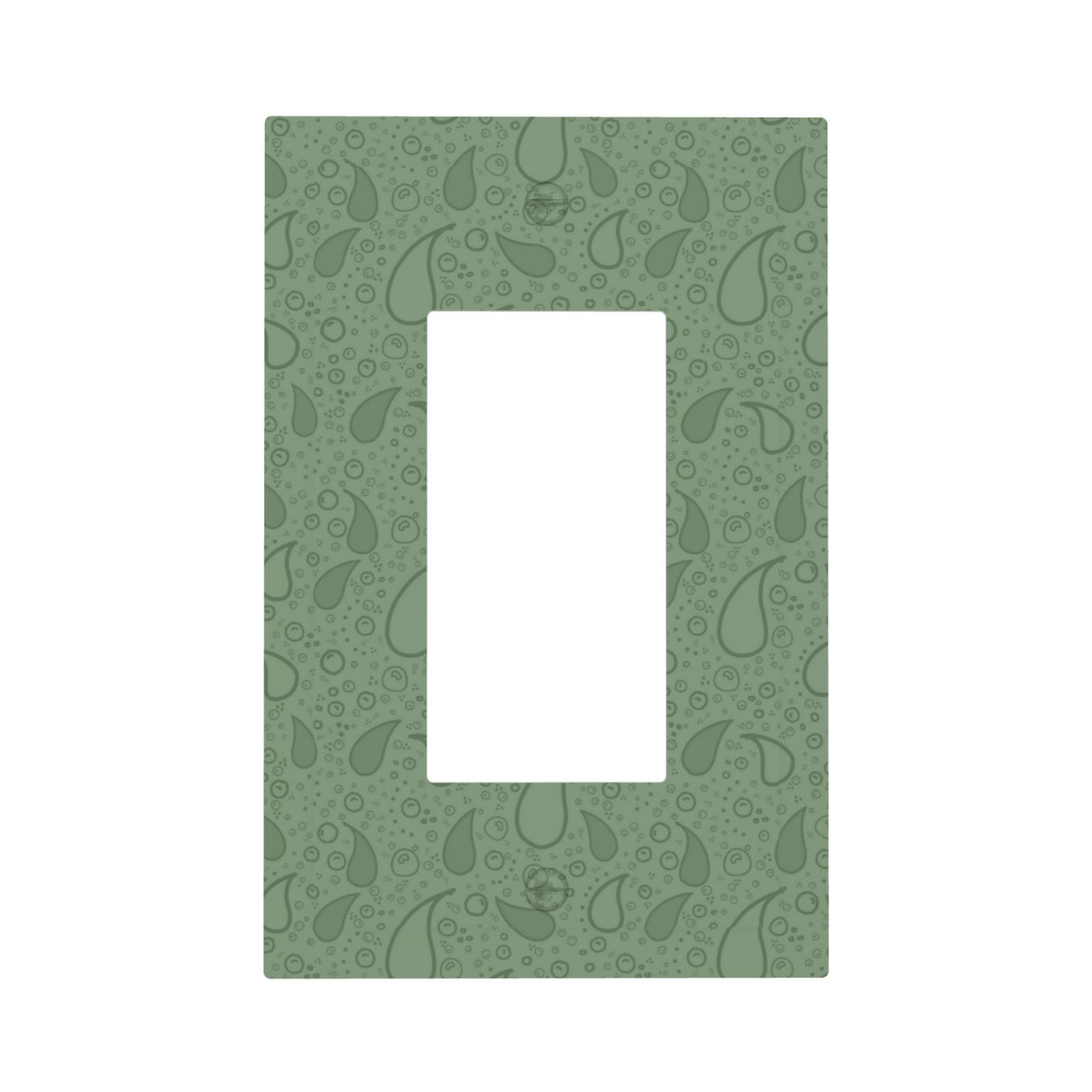 DouZhe 1-Gang Decorator/Rocker Wallplate, Green Paisley Water Drops ...