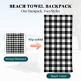 Black White Plaid 2-in-1 Beach Towel Backpack,Quick Dry Beach Towel ...