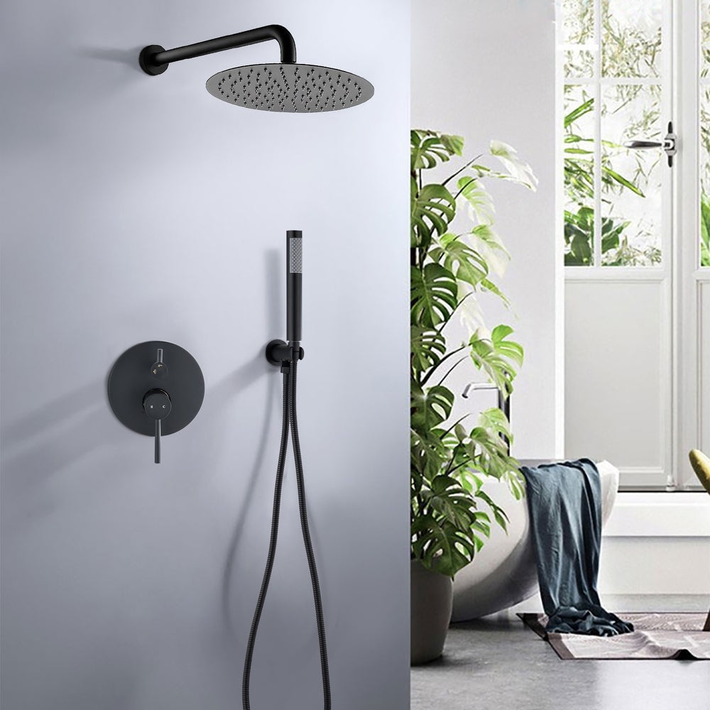 PROOX 10 inch Round Rain Shower Faucet With Handheld Shower Wall ...