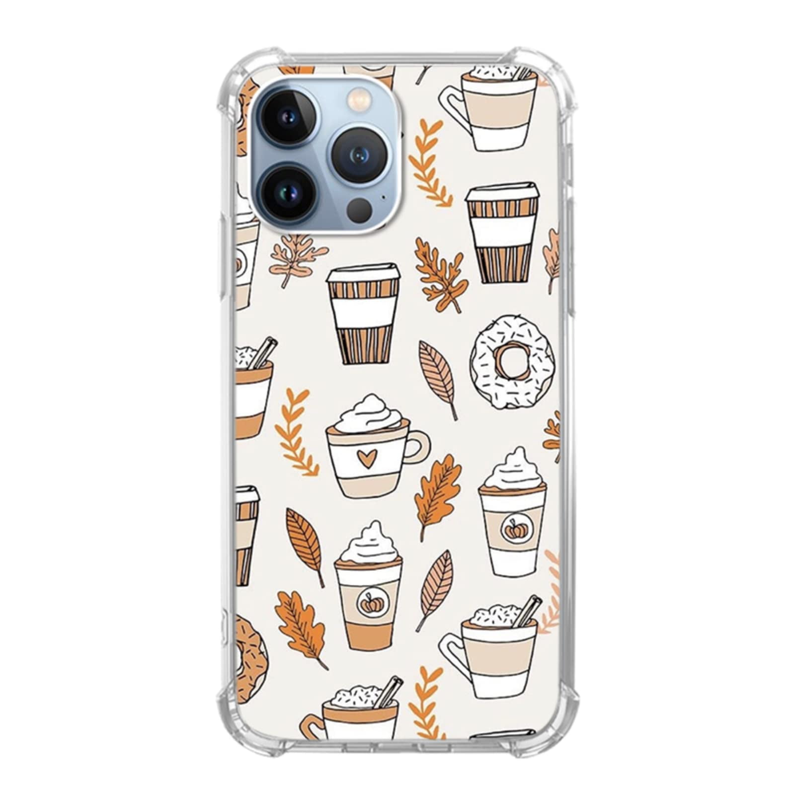 Autumn Leaves Coffee Case Compatible with iPhone 14 Pro,Aesthetic Art Design TPU Full Cover ...