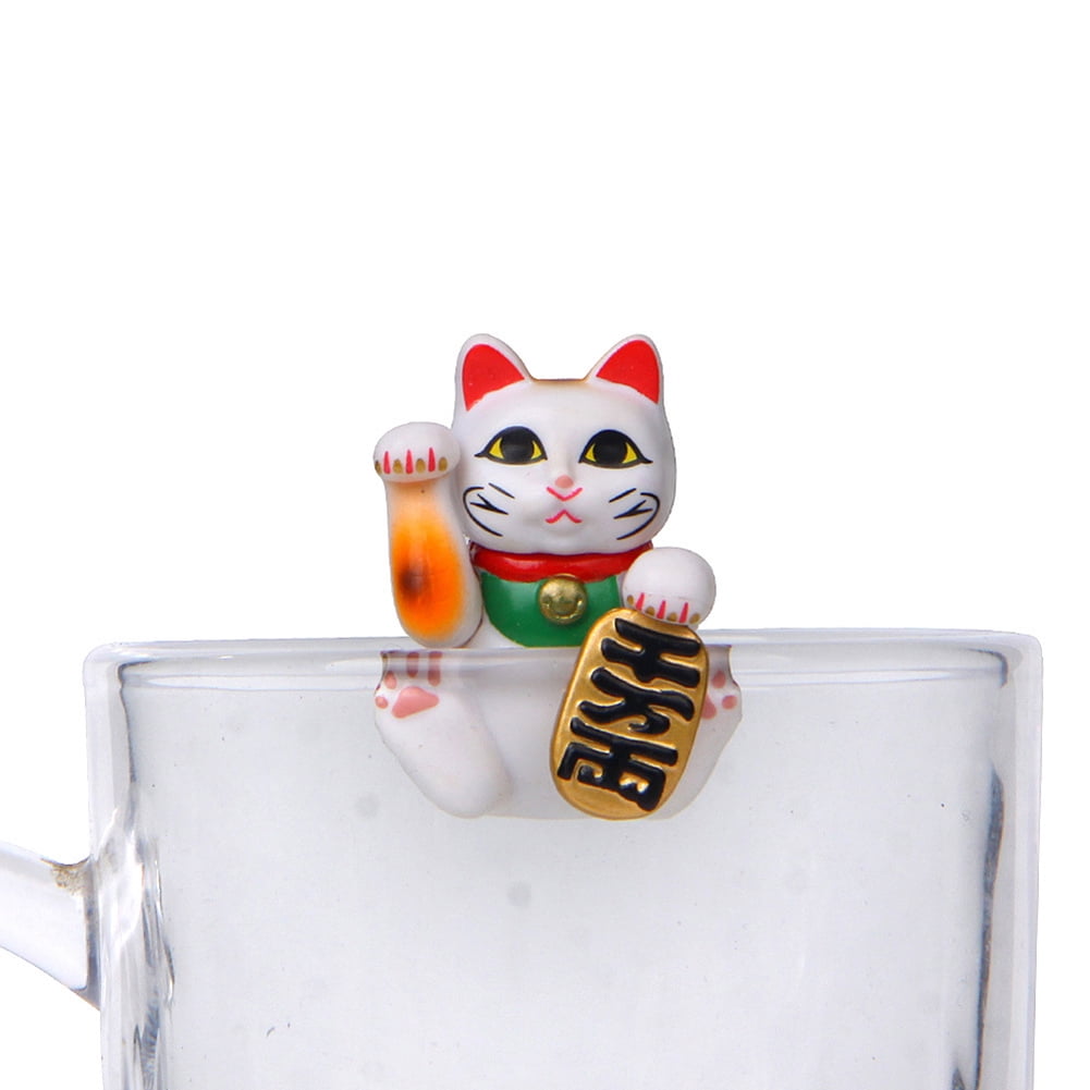 Bluethy Mini Lucky Money Cats Figurine Hanging Cup Rim DIY Landscape ...