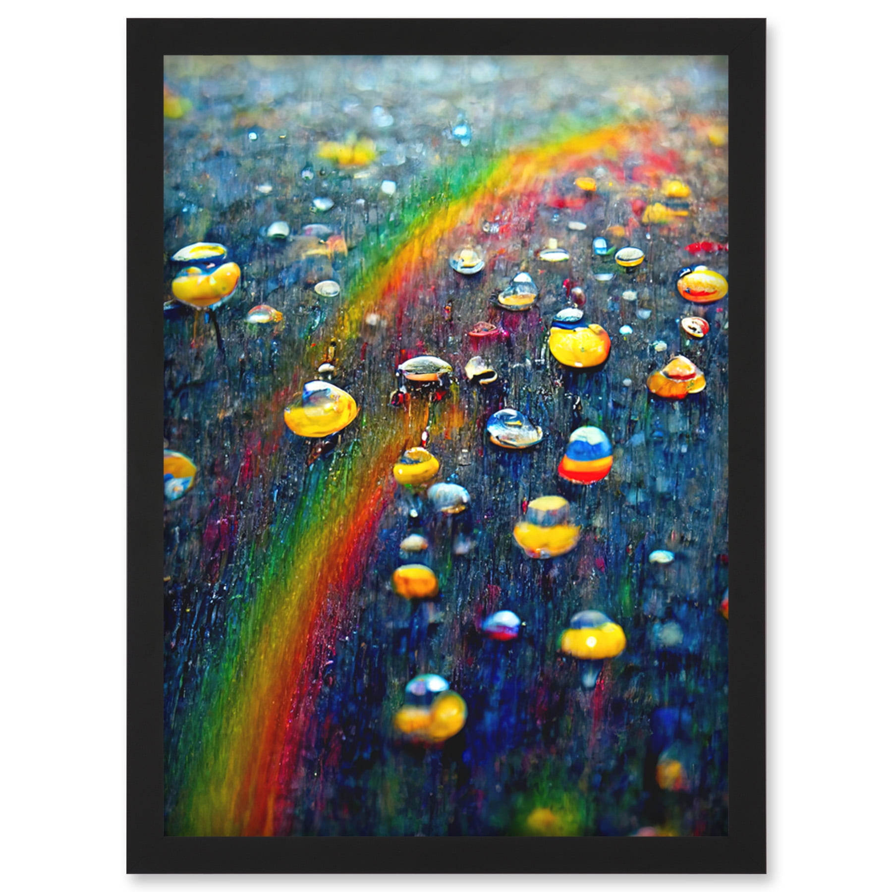 Raindrops On Rainbow Light Prism Oil Painting Artwork Framed Wall Art ...