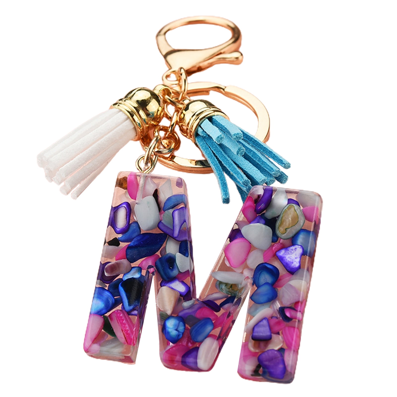 Purple Letter Pendant Tassels Key Chain Transparent Acrylic 26 ...