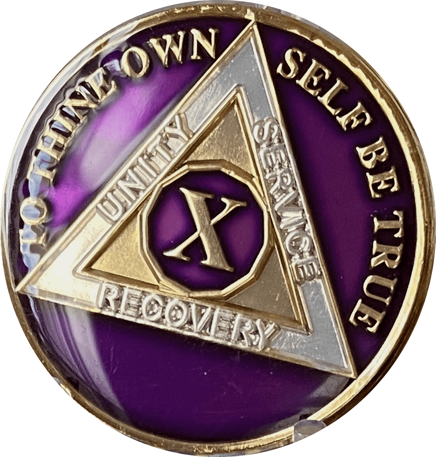 10 Year AA Medallion Metallic Purple Tri-Plate Sobriety Chip - Walmart.com