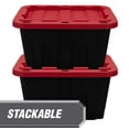 Hyper Tough 12 Gallon Snap Lid Stackable Plastic Storage Bin, Black/Red ...