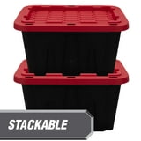 Hyper Tough 12 Gallon Snap Lid Storage Bin, Black/Red Lid, Set of 4 ...