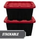 Hyper Tough - 12 Gallon Snap Lid Storage Bin, Black/Red Lid, Set of 4 ...