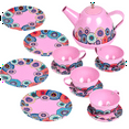 UNIH Tea Party Set for Little Girls, Kids Tea Set Pretend Toy Tin Tea ...