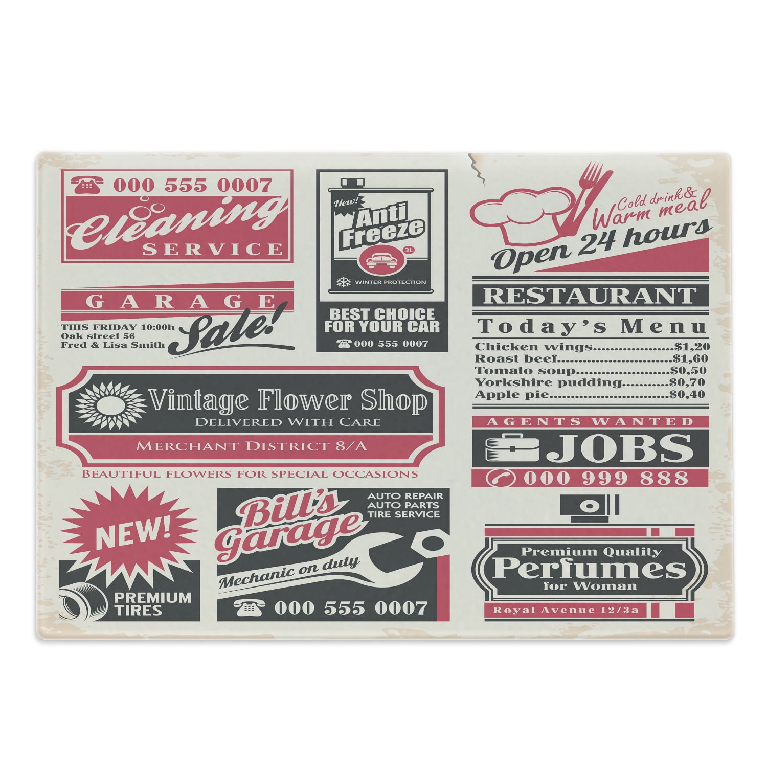 Retro Cutting Board, Retro Newspaper Magazine Design Outdated Layout ...