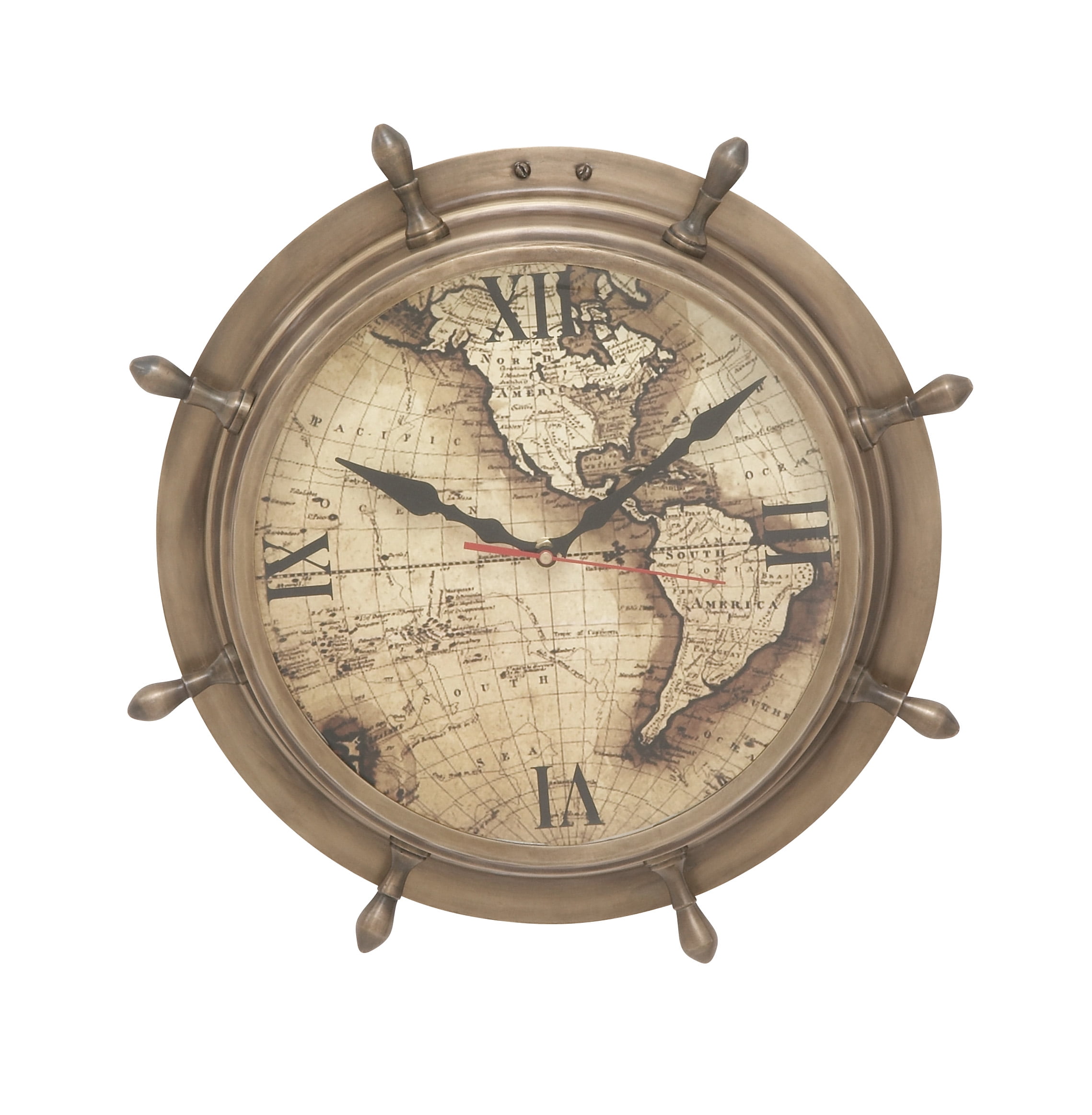 Brass Ship Wheel Wall Clock - Walmart.com