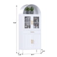 73 Inch Tall Arched Metal Display Cabinet with Glass Doors Shelves ...