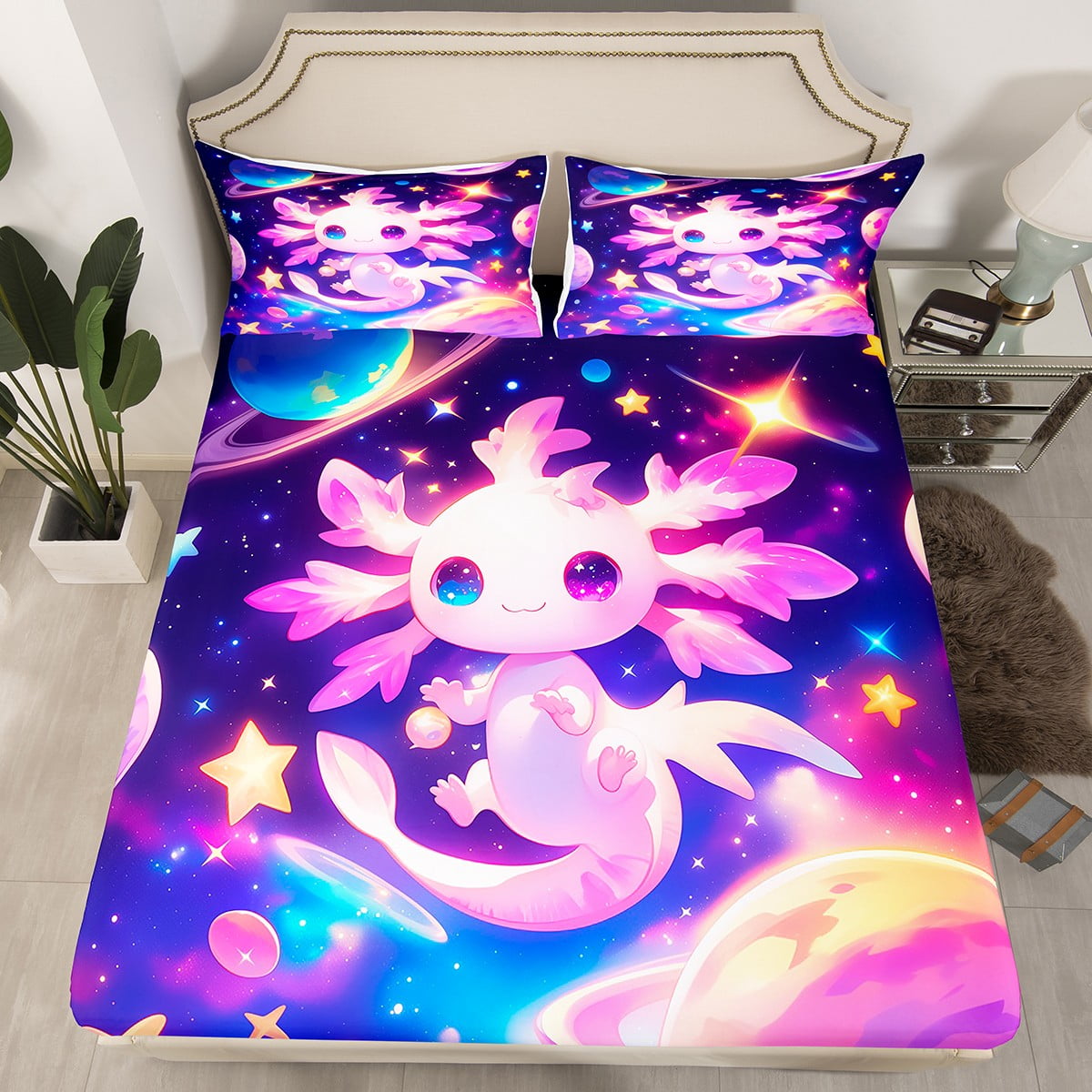 Click here for Yst Axolotl Bed Sheets Twin Size For Kids Boys Gir... prices