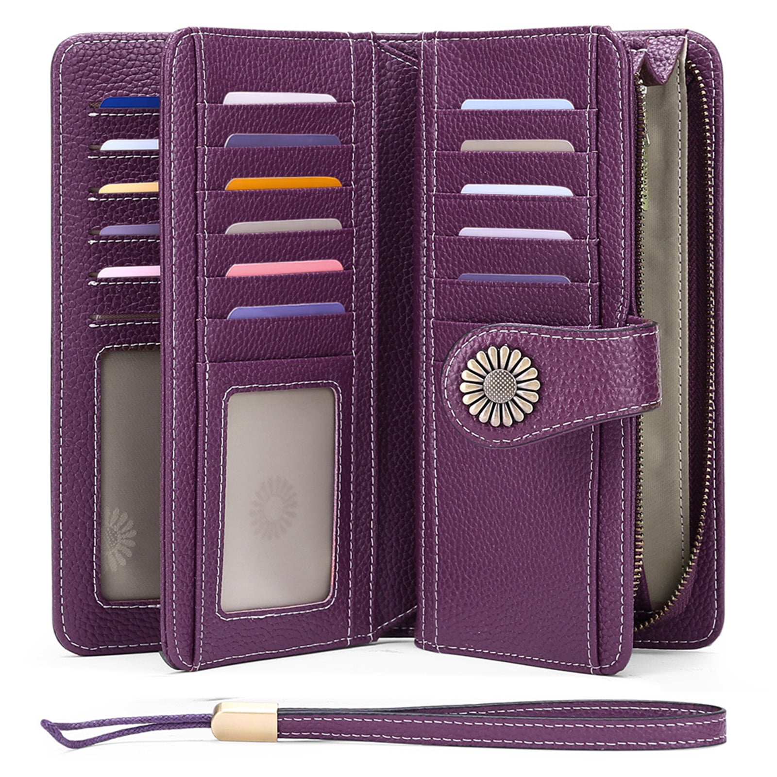 SENDEFN Wallets for Women Genuine Leather Credit Card Holder with RFID ...