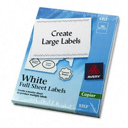 Avery 5353 Self-Adhesive Address Labels for Copiers 8-1/2 x 11 White ...