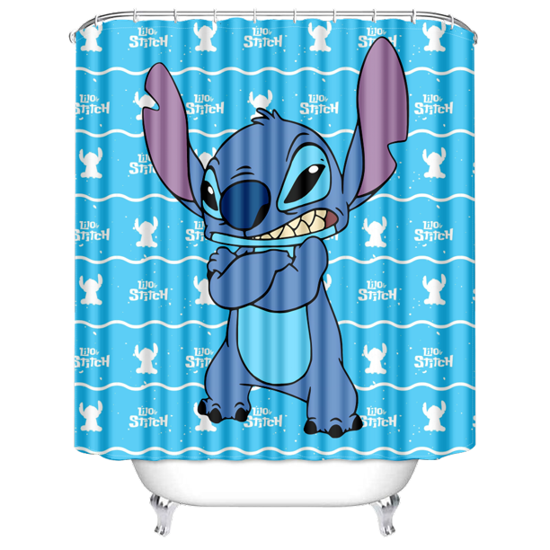 Lilo And Stitch Waterproof Fabric Shower Curtain Stitch Cartoon Shower