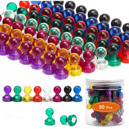 Push Pin Magnets 80 Pcs, 8 Colors Strong Magnetic Push Pins for ...