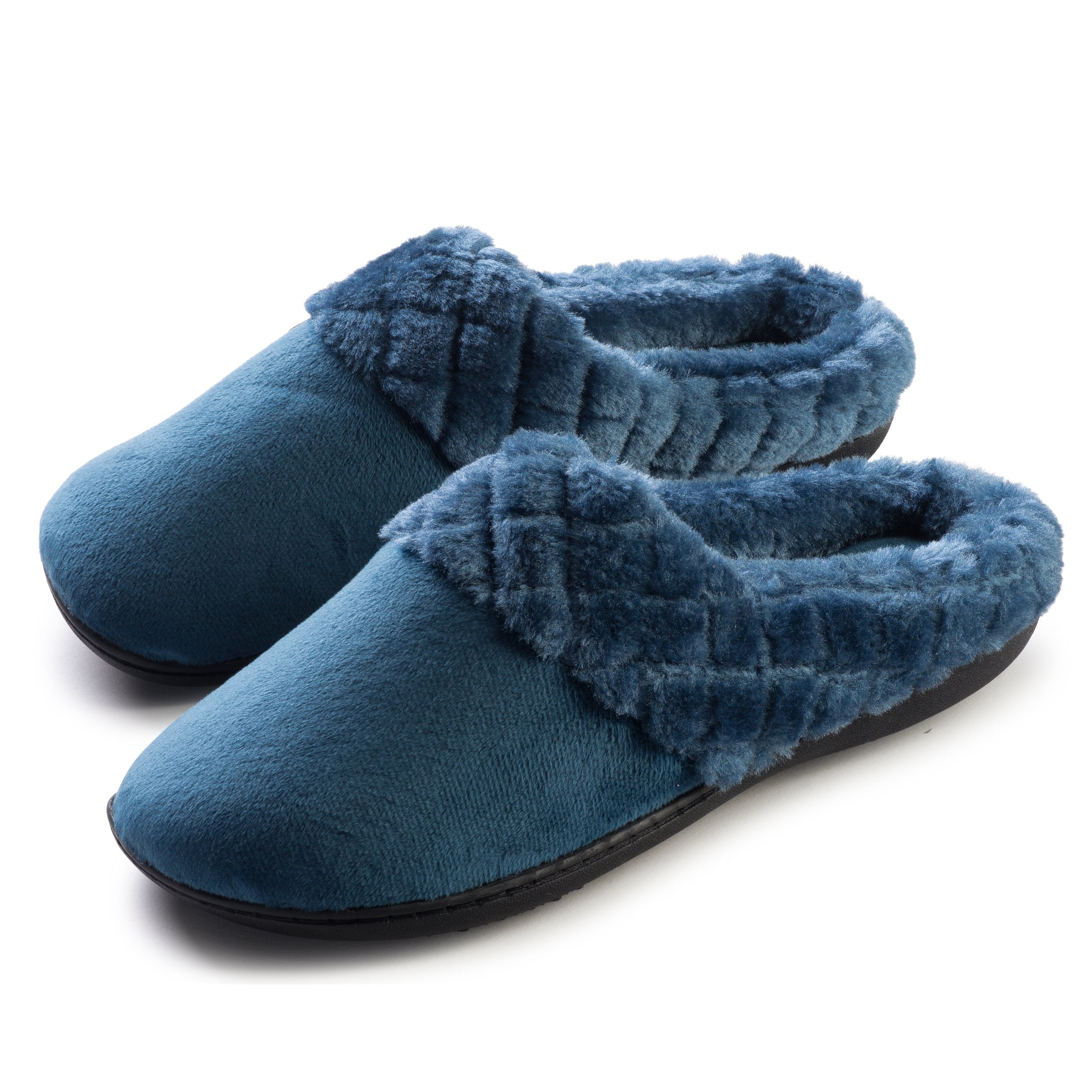Roxoni Women's Suede Scuff Slippers with Diamond Faux Fur Cuff -sizes 5 ...