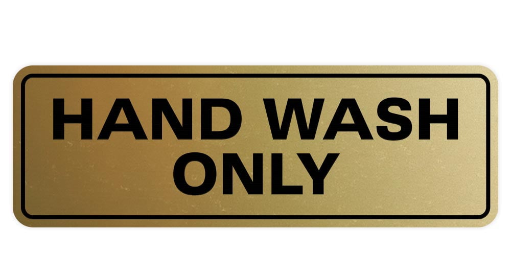 Standard Hand Wash Only Sign - Brushed Gold - Small (2 x 6") - Walmart.com