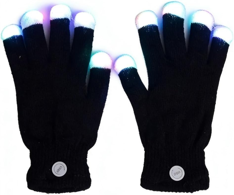 Light up Gloves Fingertips, 2026 LED Rave Glove, 7 Colors Light Show ...