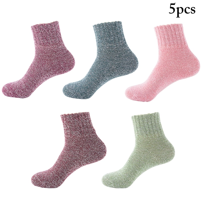 Click here for Coofit 5 Pairs Wool Crew Socks Solid Color Thick K... prices