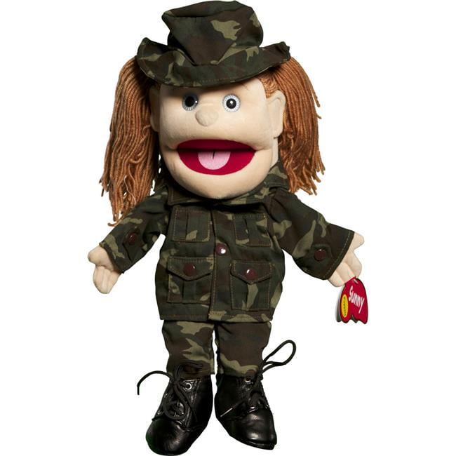 Sunny Toys 14in. Brunette Yarn-Haired Girl Army Glove Puppet - Brown ...