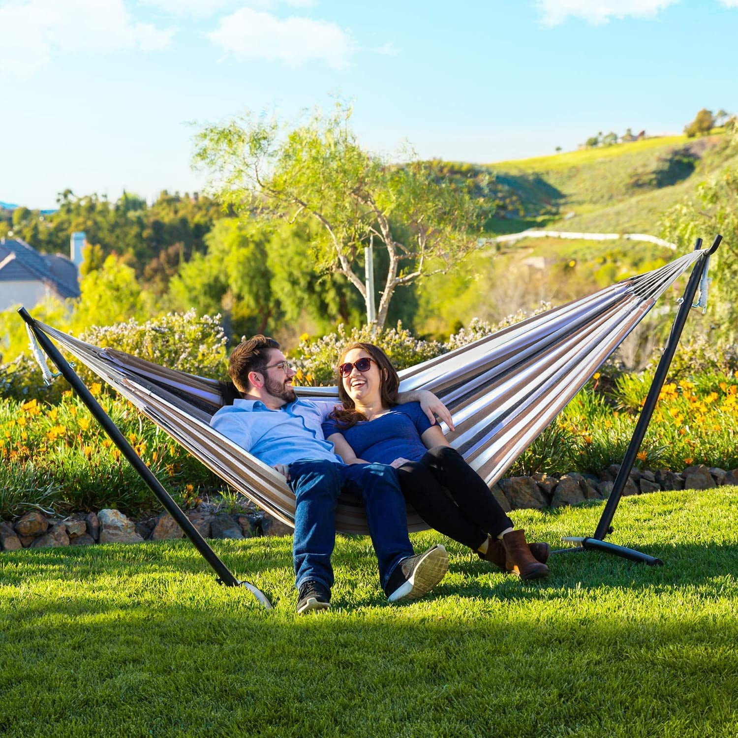 Homall 2 Person Double Hammock Indoor Outdoor Brazilian Style Cotton ...