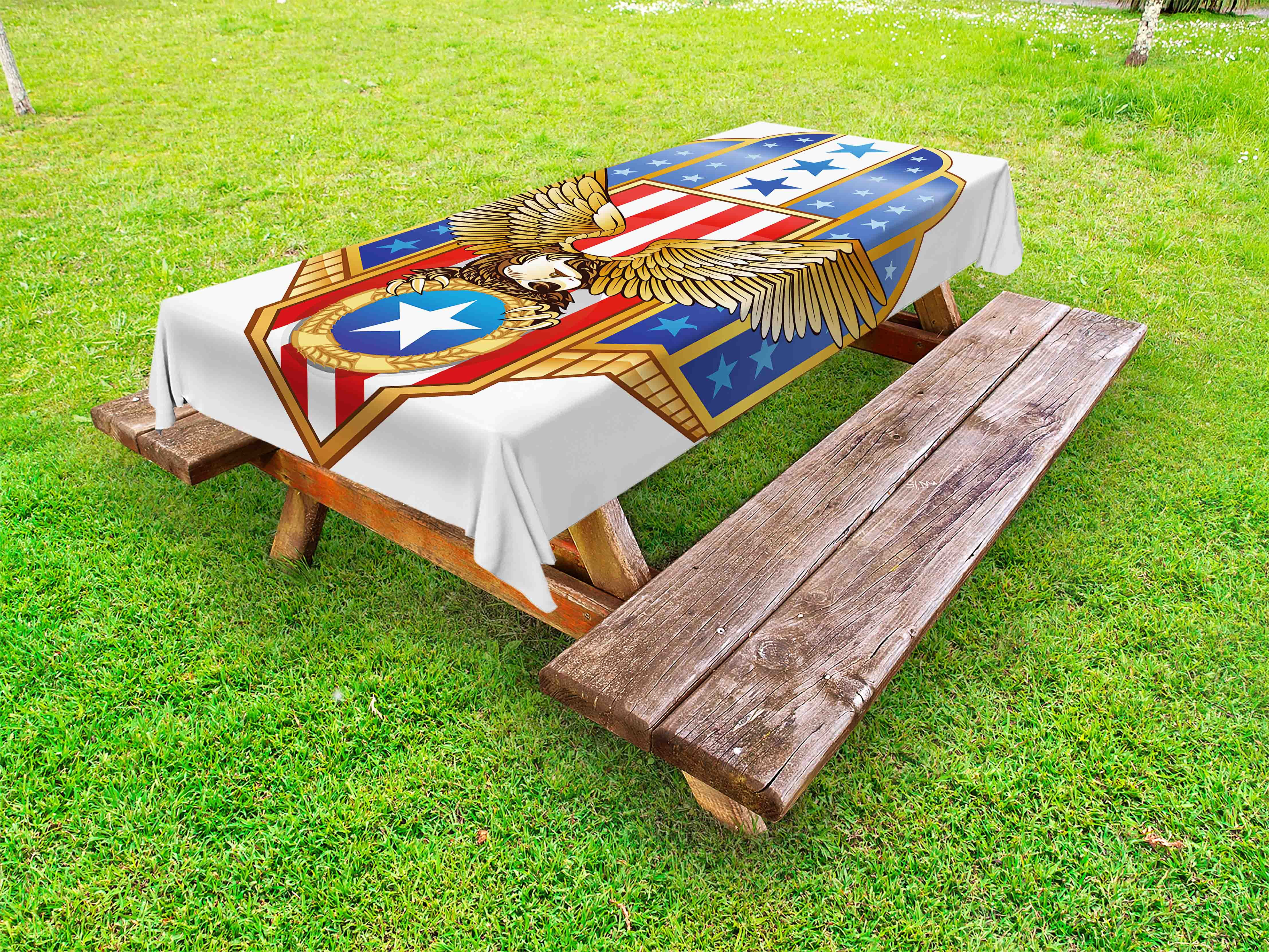 Eagle Outdoor Tablecloth, Heraldic Illustration of Symbol of Freedom ...