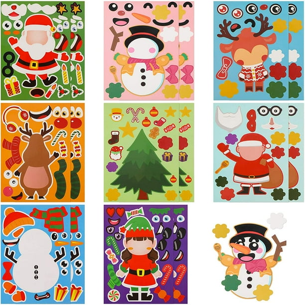 32 Pieces Christmas Craft Stickers Christmas Santa Snowman Reindeer ...