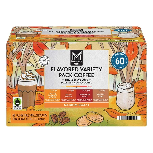 Member's Mark Medium Roast Fall Flavored Coffee Pods, Variety Pack, 60 ...