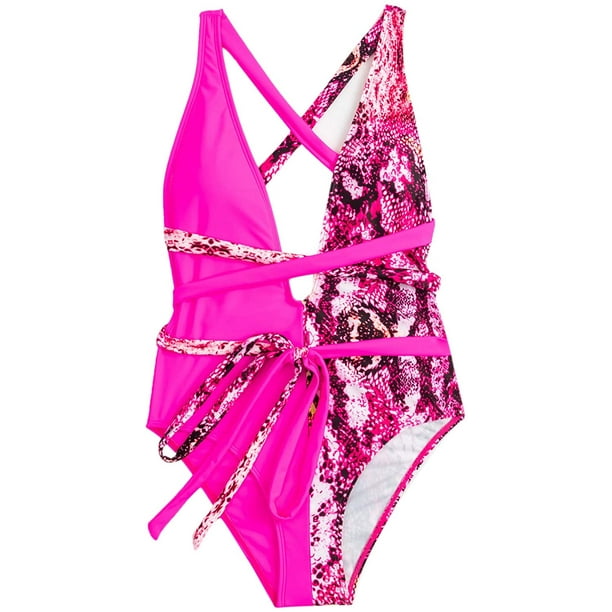 Womens Sexy Bathing Suits Criss Cross Tie Knot Front Deep V Open Back