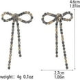 Elegant Rhinestone Ribbon Bow Tassel Drop Earrings Multi Color Options ...