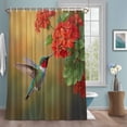 Bird Floral Shower Curtain for Bathroom, Red Flower Hummingbird Spring ...
