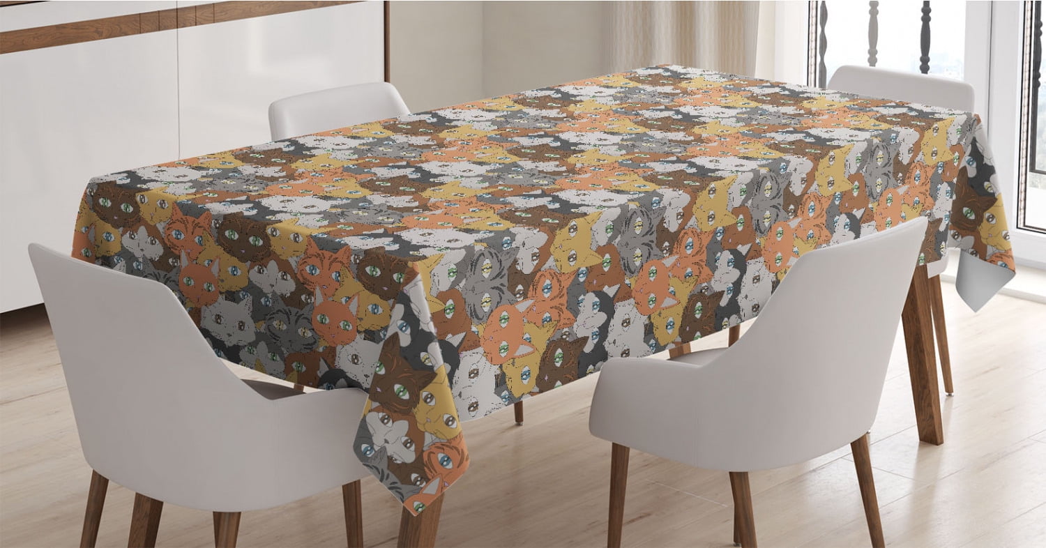 Cats Tablecloth, Background Depicting the Faces of Different Types of ...