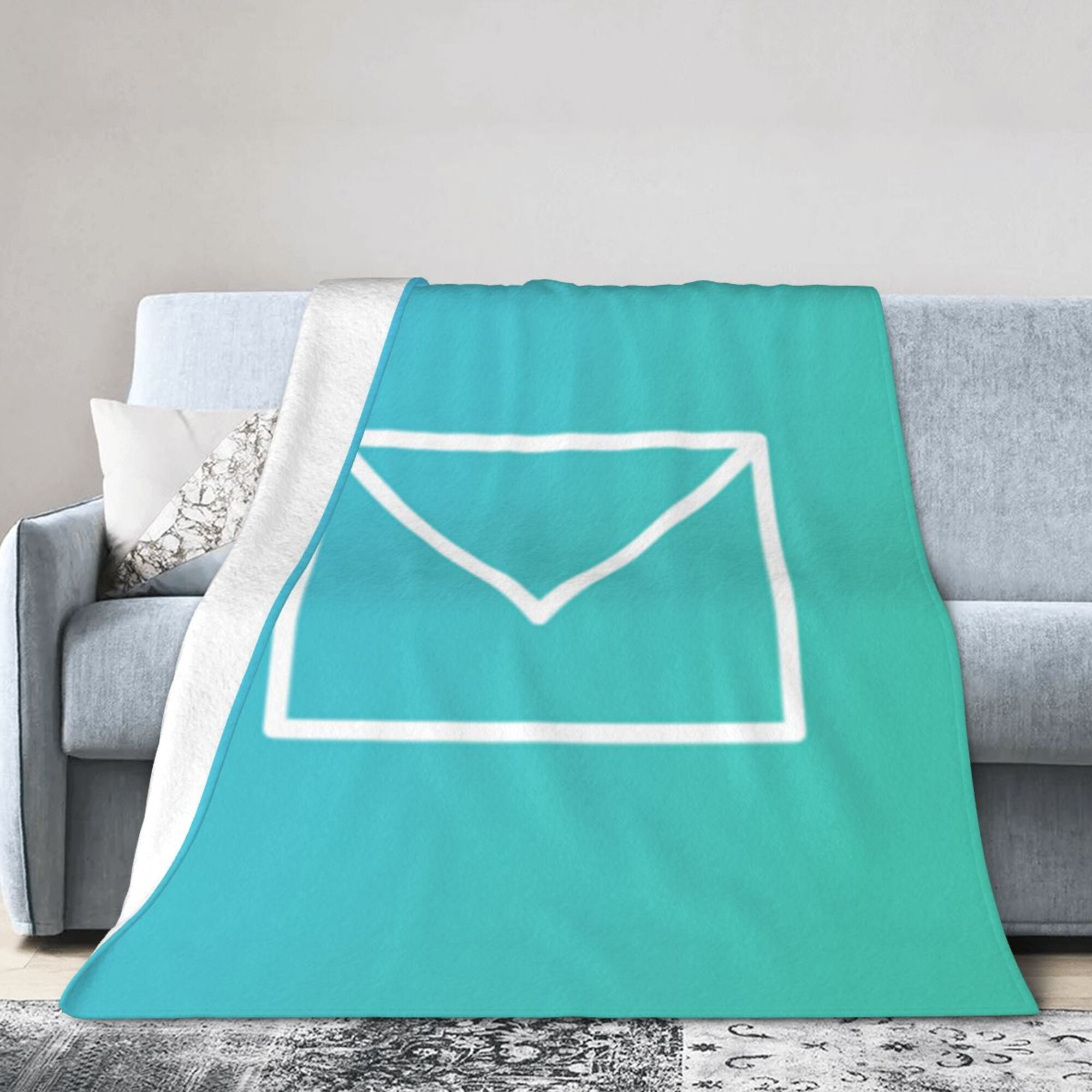 Email Icon Throw Blanket, Fluffy Soft Cozy Blanket Flannel Plush ...