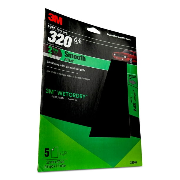 3M Wetordry Sandpaper, 32040, 320 Grit, 9 inch x 11 inch, 5 Pack ...