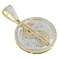10K Yellow Gold Diamond Medallion 3D Money Dollar Sign Pendant 1.55 ...
