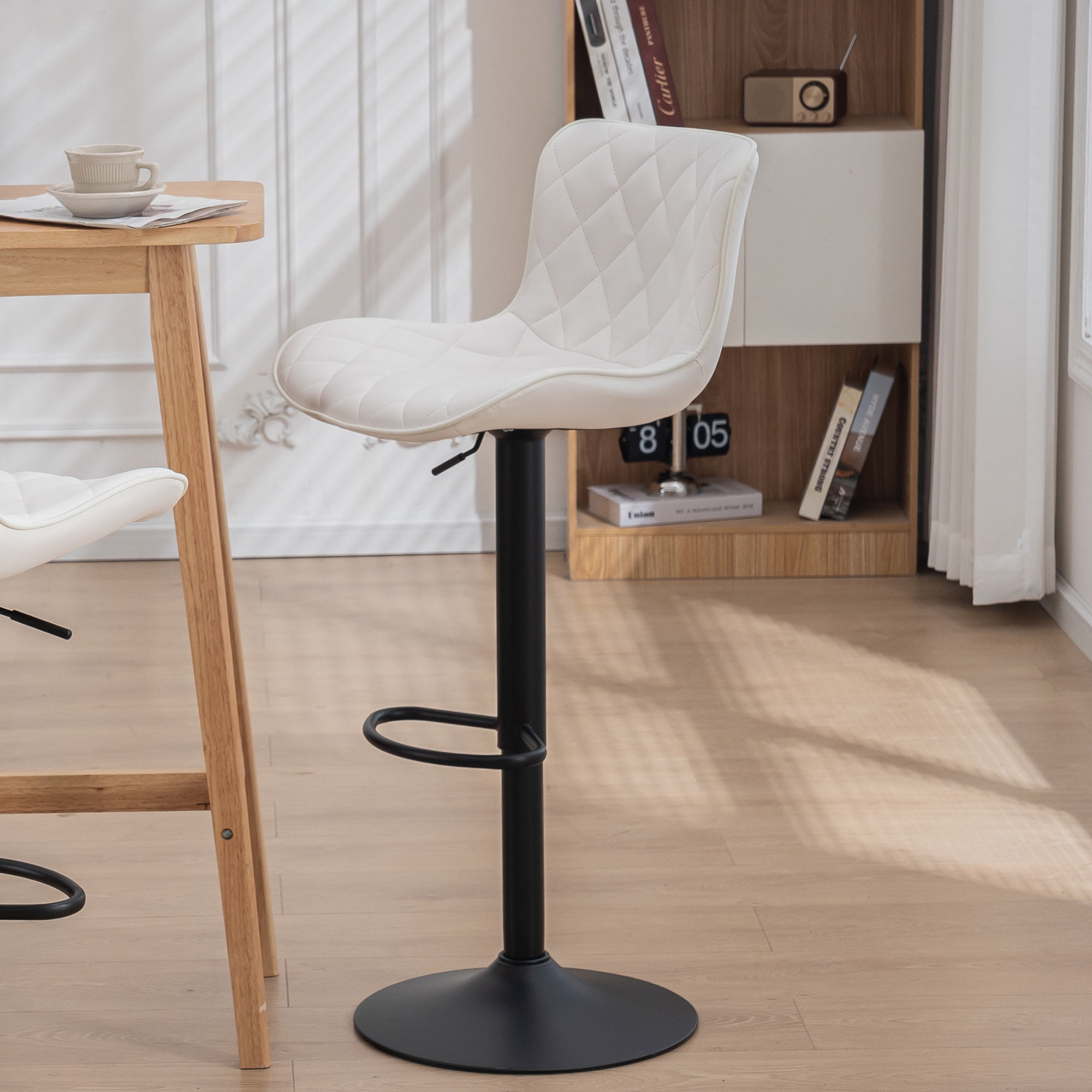 Kidol&Shellder Bar Stools 1 Pcs White Adjustable Swivel High Back ...